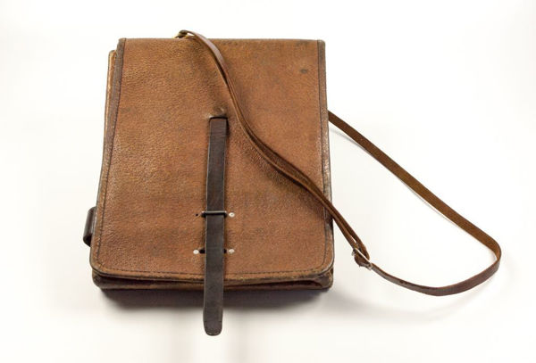 Large Brown Leather Military Map Bag at 3bc Vintage Shop