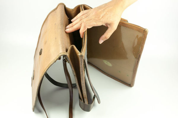 Large Brown Leather Military Map Bag at 3bc Vintage Shop