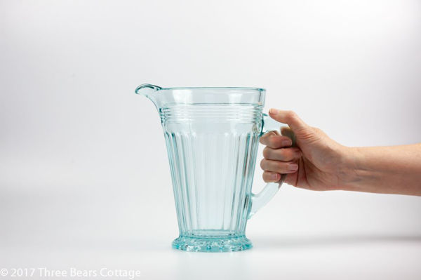 Large Pale Blue Ribbed Glass Jug at 3bc Vintage Shop
