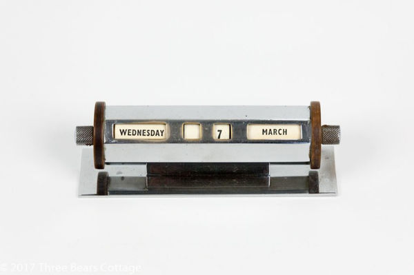 Art Deco Chrome Plated Perpetual Calendar at 3bc Vintage Shop