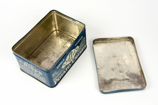 Dark Blue Smith's Potato Crisps Tin at 3bc Vintage Shop