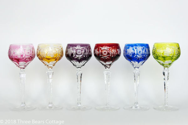 Nachtmann Traube Coloured Lead Crystal Wine Glasses at 3bc Vintage Shop