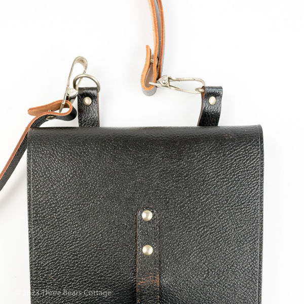 Black Leather Military Map Bag at 3bc Vintage Shop