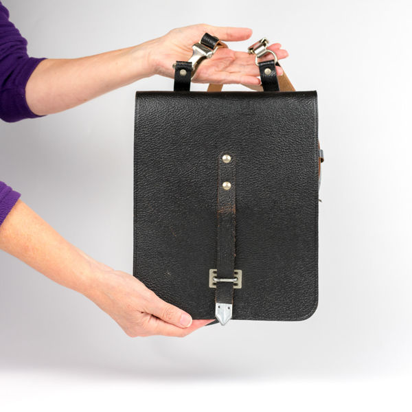 Black Leather Military Map Bag at 3bc Vintage Shop